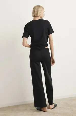 Mango Solid Cotton Pajama Pants - Black