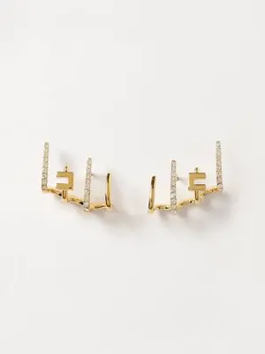 Elisabetta Franchi Ear Climbers With Crystal Embellishments - Gold