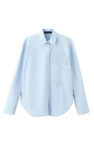 Mango Embroidered Floral Button-up Shirt