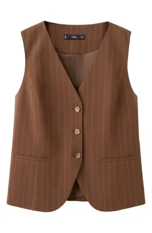 Mango Pinstripe Button Vest