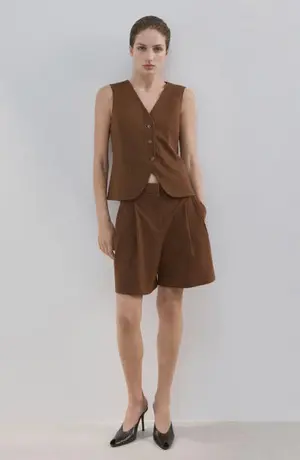 Mango Pinstripe Button Vest