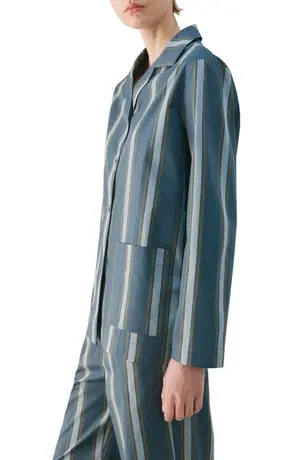 Mango Stripe Cotton Button-up Pajama Shirt