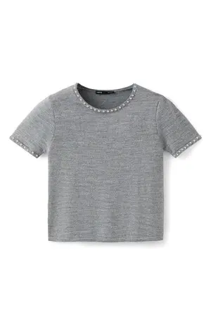 Mango Studded Short Sleeve Sweater