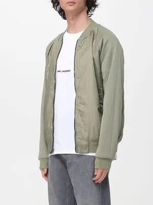 Karl Lagerfeld Bomber Jacket With Textured Sleeves