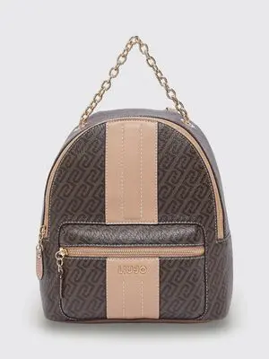 Liu Jo Monogrammed Backpack With Chain Detail - Brown