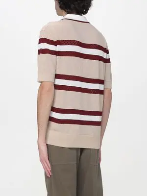 Dries Van Noten Striped Viscose Polo Shirt - Beige