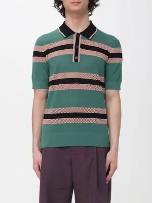Dries Van Noten Striped Viscose Polo Shirt - Green