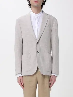 MANUEL RITZ Cotton And Linen Single Breasted Blazer Beige