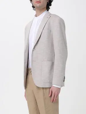 MANUEL RITZ Cotton And Linen Single Breasted Blazer - Beige