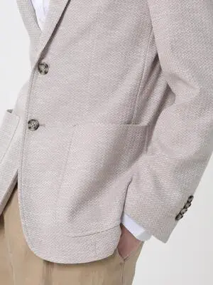 MANUEL RITZ Cotton And Linen Single Breasted Blazer - Beige