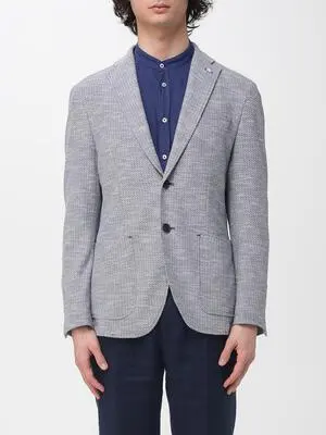 MANUEL RITZ Cotton And Linen Single Breasted Blazer - Blue