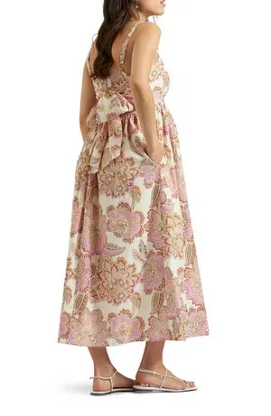 RIPE MATERNITY Hope Tie Back Linen Blend Maxi Dress