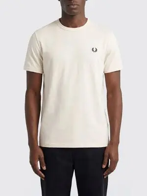 Fred Perry Cotton T-shirt With Mini Logo - Beige