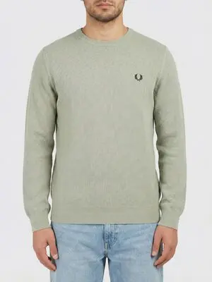 Fred Perry Crew Neck Sweater With Embroidered Logo - Green