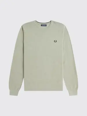 Fred Perry Crew Neck Sweater With Embroidered Logo - Green