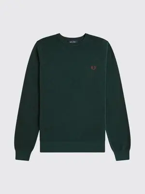 Fred Perry Crew Neck Sweater With Embroidered Logo - Navy