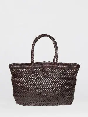 Dragon Diffusion Mini Flat Gora Woven Leather Bag - Brown
