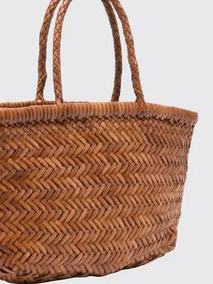 Dragon Diffusion Mini Flat Gora Woven Leather Bag - Cocoa