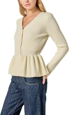 English Factory Peplum Rib Top