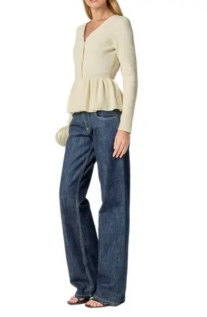 English Factory Peplum Rib Top