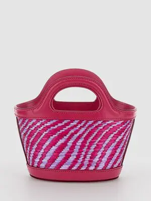 Marni Tropicalia Mini Raffia And Leather Bag - Violet