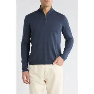 JACK VICTOR Daniel Quarter-zip Cotton Sweater - Washed Navy