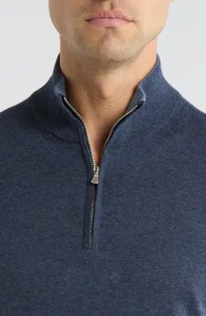 JACK VICTOR Daniel Quarter-zip Cotton Sweater - Washed Navy