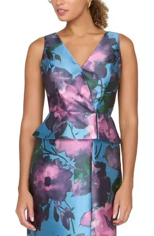 KAY UNGER Celeste Column Gown - Spring Aqua Multi