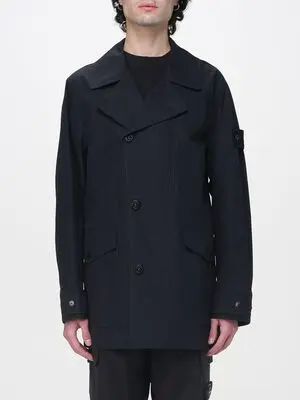 Stone Island Double Breasted Coat - Black