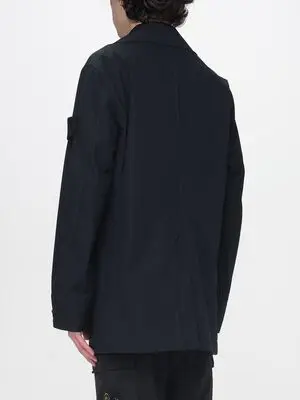 Stone Island Double Breasted Coat - Black