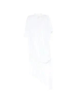 GAZ DE LIN Draped Shirt Dress - White