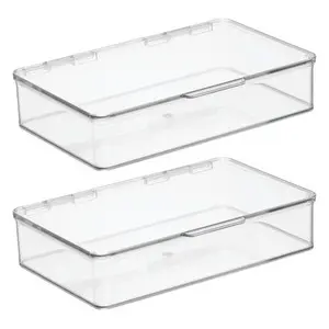 IDESIGN Stackable Hinged-lid Pantry Storage Boxset Of 2 - Clear