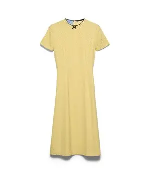 Prada Polka-dot Satin Sheath Dress - Yellow