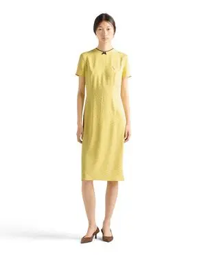Prada Polka-dot Satin Sheath Dress - Yellow