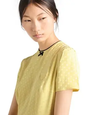 Prada Polka-dot Satin Sheath Dress - Yellow