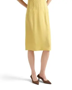 Prada Polka-dot Satin Sheath Dress - Yellow