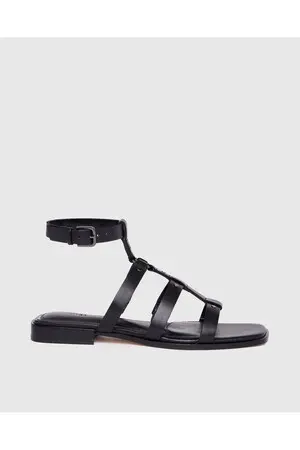 Paige Leather Gladiator Sandals - Black