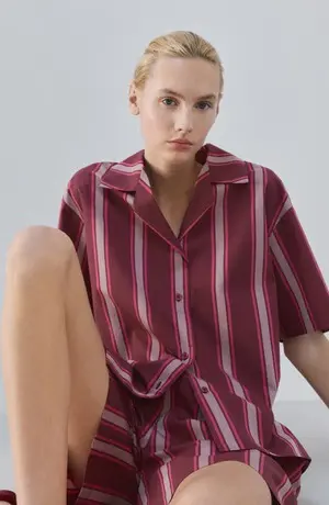Mango Stripe Short Sleeve Cotton Pajama Top