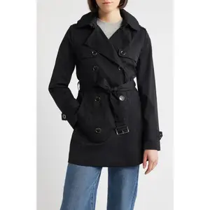 Michael Kors Water Resistant Short Trench Coat - Black