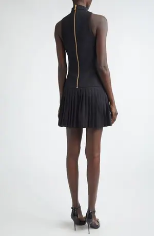Balmain Belted Wool Grain De Poudre Minidress