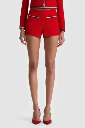 Alice + Olivia Troy Tweed Short - Red