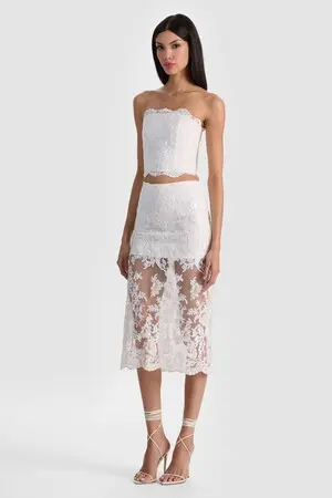 Alice + Olivia Embellished Lace Bandeau Top