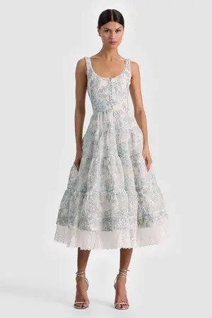 Alice + Olivia Charlotte Lace Midi Dress