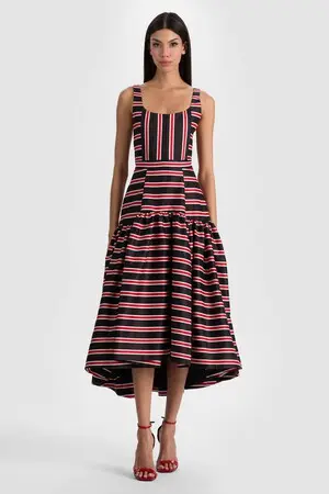 Alice + Olivia Diana Structured Midi Dress - Stripe