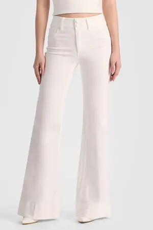 Alice + Olivia High Rise Double Button Wide Leg Jeans - White