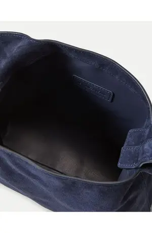 Veronica Beard Suede Top Handle Bag - Navy