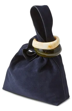 Veronica Beard Suede Top Handle Bag - Navy