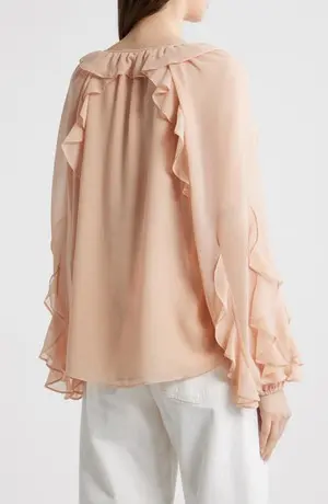 Kobi Halperin Kaytya Ruffle Tie-neck Top - Chai