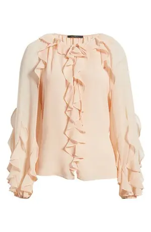 Kobi Halperin Kaytya Ruffle Tie-neck Top - Chai