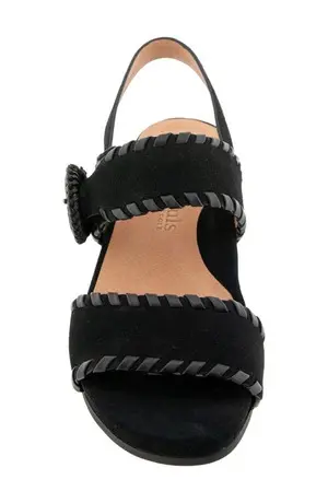 Gentle Souls Slingback Wedge Sandal - Black Suede